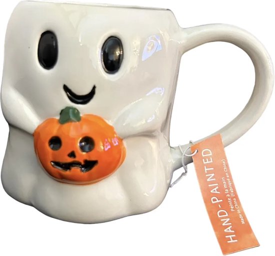 Ghost mug with pumpkin - halloween - spook mok - spookje - halloween ...