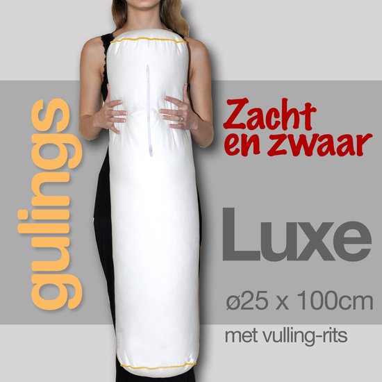 GulingLuxe® Rolkussen met sleeve grijs - Body pillow ø25 x 100 cm ...
