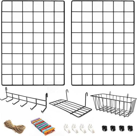Wandrek Met Accessoires - 2-Pack - Inclusief Mand Rekje en Ophangrek ...