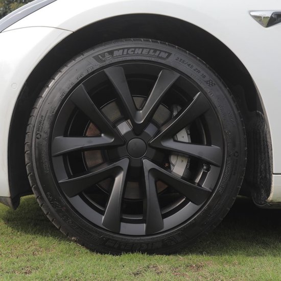 Tesla Model 3 Wieldoppen set 18 inch Mat Zwart ARACHNID Performance ...