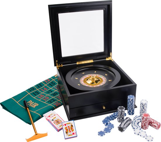 Roulette set compleet in zwarte luxe houten opberg kist | Games | bol