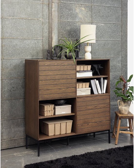 Kast Eikenhout - Deels Dichte Kast - 4 Planken - 122x45x132cm | bol