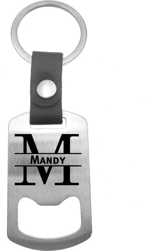 Luxe Sleutelhanger RVS - Leer - Mandy | bol