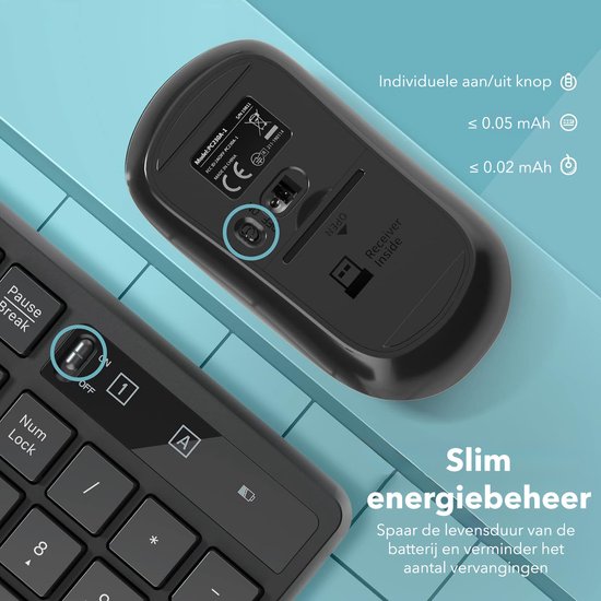 Gadgetplace Draadloos Toetsenbord en Muis Set - Qwerty - Stille toetsen ...