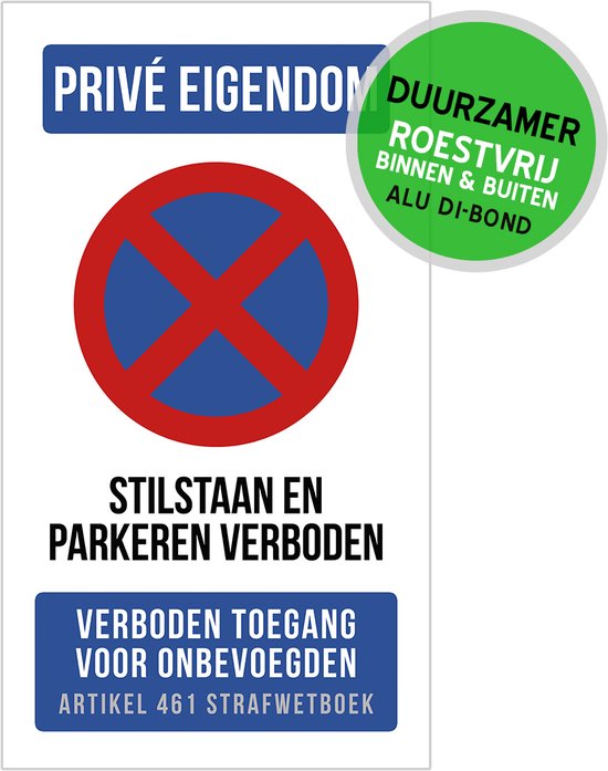 Pictogram/ bord Dibond XL | Privé eigendom - Stilstaan en parkeren ...