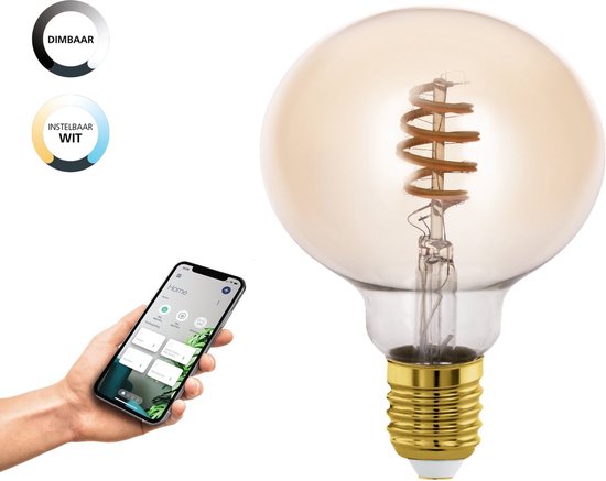 EGLO connect.z Smart LED Lamp - E27 - Ø 9,5 cm - Instelbaar wit licht ...