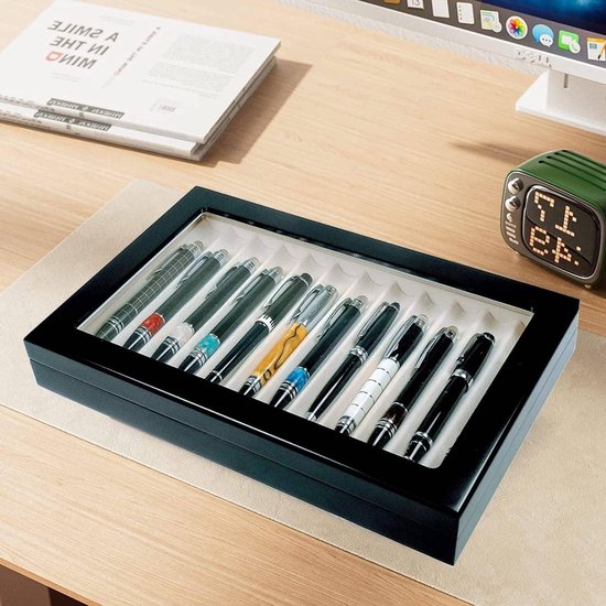 Pen Display Box - Houten Pen Vitrinekast 12-cijferige Houten Organizer ...