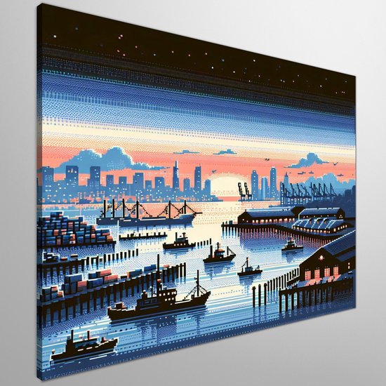 Pixel art haven schilderij | Haven Harbour: A Pixelated Masterpiece of ...