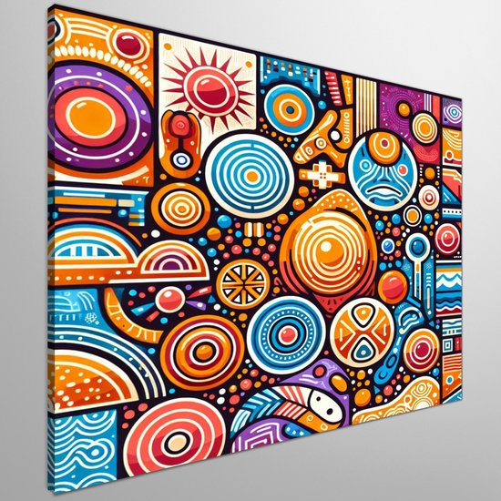 Pop art aboriginal schilderij | Tribal Fusion: A Vibrant Melding of Pop ...