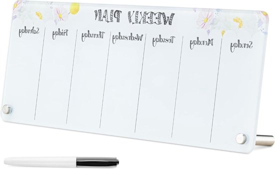 Whiteboard bureau weekplanner - 405 x 15 cm - Dagen van de week ...