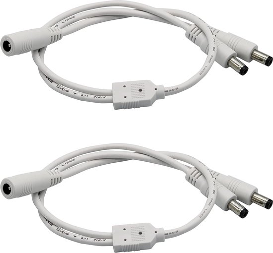 DC Splitter Kabel - 2 Stuks - 1 Vrouwelijke naar 2 Mannelijke Plugs - 5.1mm x 2.1mm -... | bol