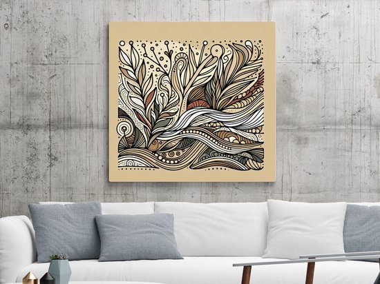 Line art mos schilderij | Mozaïek van lijnen en natuur: een grenzeloos ...