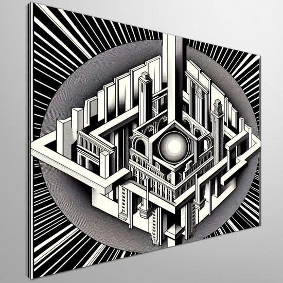 Line art escher schilderij | Intricately entwined: a mesmerizing fusion ...