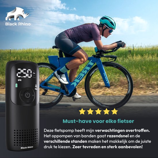 Black Rhino AeroBoost T-1 Compressor - Elektrische fietspomp - 4000 mAh ...