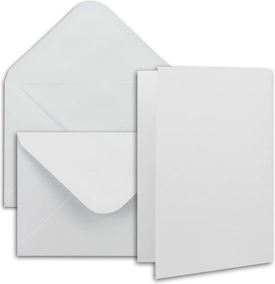 Set of 50 Blank Invitation Cards/Folding Cards in White - Double Cards ...