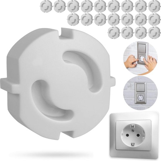 Stopcontact beveiliging zonder lijm - 20 stuks - Wit - SchuKo type F ...