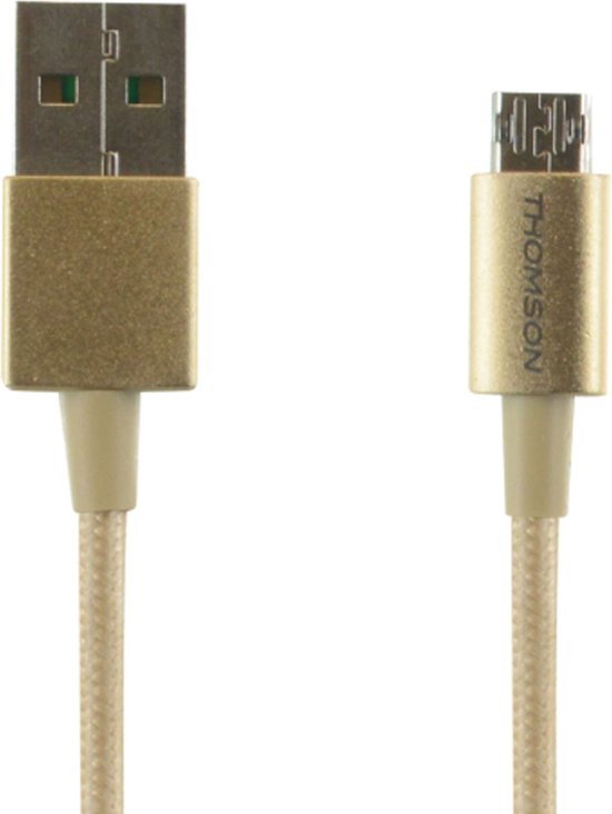Thomson, Omkeerbare USB/micro-USB-kabel - 2A, Goud | bol