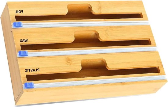 3 in 1 Wrap Dispenser met Cutter - Folie en Plastic Wrap Organizer ...
