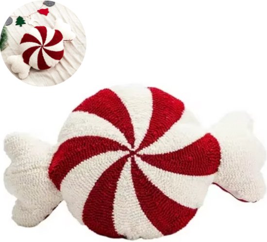 Kerst Snoep Sierkussen - Rood/Wit - 35 x 58 cm - Kerstkussen - Kerst ...