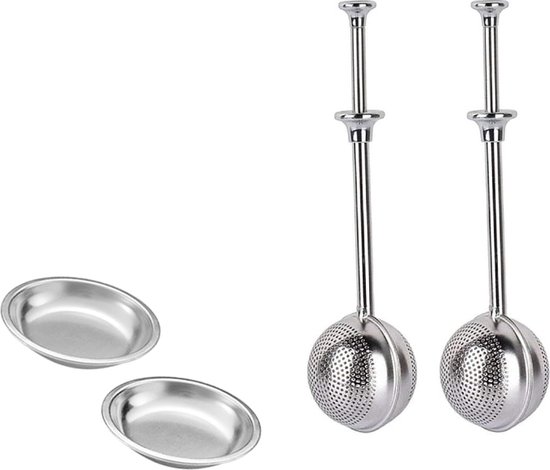 Set van 2 - Theezeefje van roestvrij staal - Theezeef met kogelpers ...