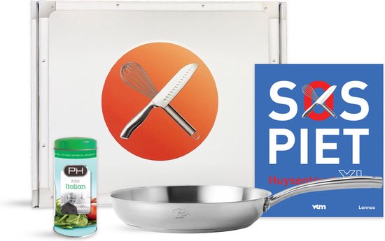 SOS Piet Box | Braadpan Ø 28 cm - Grijs - PFAS-vrij | Incl. Piet's ...