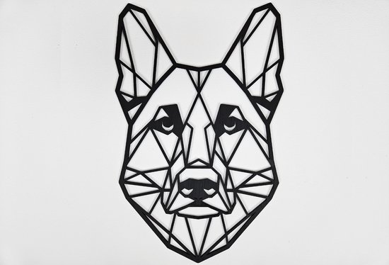 Duitse Herder | Houten Geometrische Hond | XL | Zwart | Ikigai Design ...
