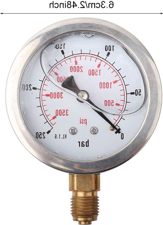Manometer 0-250Bar 0-3750PSI Roestvrijstaal - Hydraulische ...