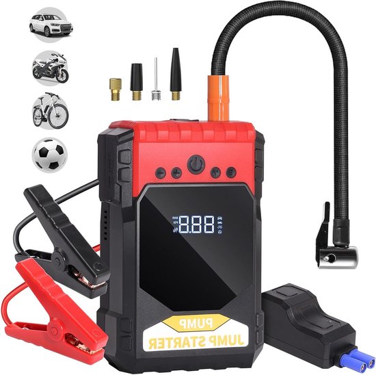 Autoaccubooster met compressor 2000 A voor motorfiets-auto - accu ...