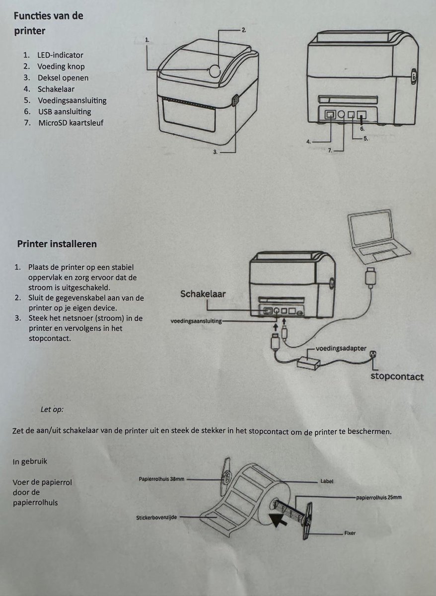 Labelprinter bundel - Thermische USB verzendlabel printer ...