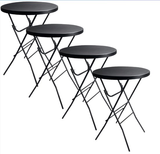 Statafel Zwart 4x - 80 x 110 cm - Inklapbaar en Compact - Eenvoudige Montage -... | bol