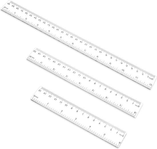 3-pack doorzichtige kleine linialen - 152 cm, 205 cm, 12 inch ...
