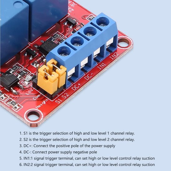 2-kanaals relaismodule met optocoupler - Low Level Trigger - 12V - voor Arduino | bol