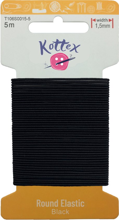 Ronde Elastiek - 1,5 mm - zwart - 5 meter - Naai elastiek - Hobby ...