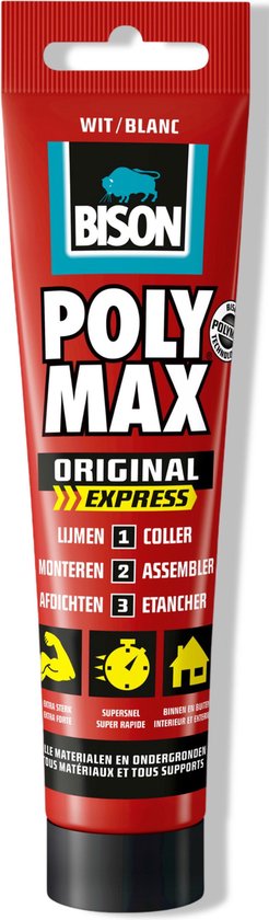 Bison Poly Max Express wit tube 165 gram, montagelijm, lijmen, monteren en afdichten,... | bol