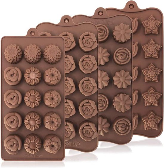Chocolade vorm siliconen 15 Bloemvorm Siliconen Mallen Set - Non Stick ...