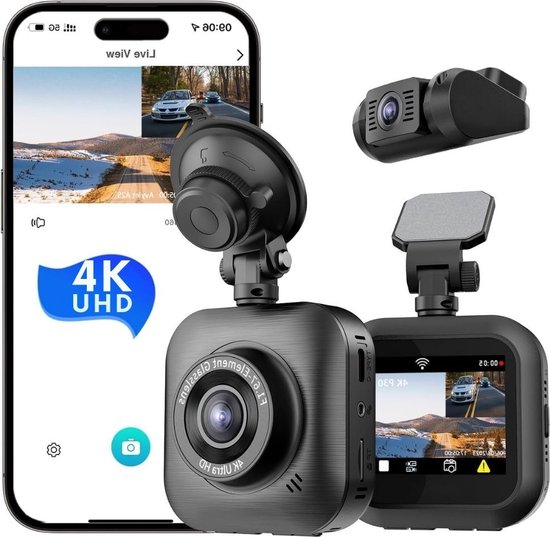 Dual Dashcam - Dashcam Voor Auto 4 K/1080P - Voor en Achter Camera ...