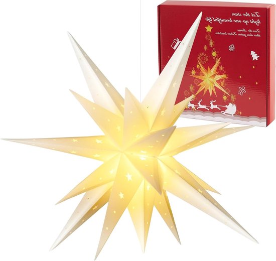 Kerst decoratie buiten 58 cm hangende kerstster verlichte batterij met ...