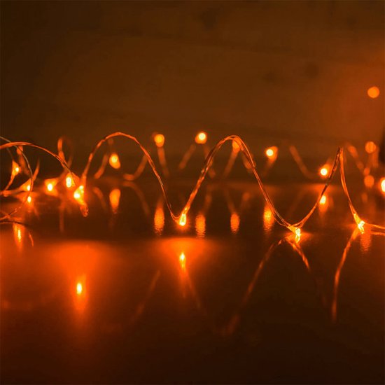 KIMU 2x Led Lampjes Snoer - Oranje 2 meter Lichtsnoer - Verlichting ...