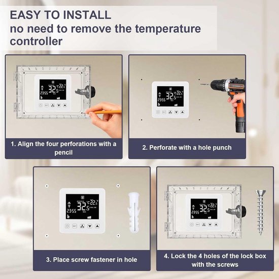 Thermostaatafdekking met slot - Wandgemonteerde acryl thermostaat Guard Box -... | bol