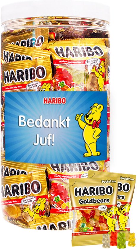 Haribo Goudberen "Bedankt juf!" - snoepcadeau - cadeau voor juf - einde ...