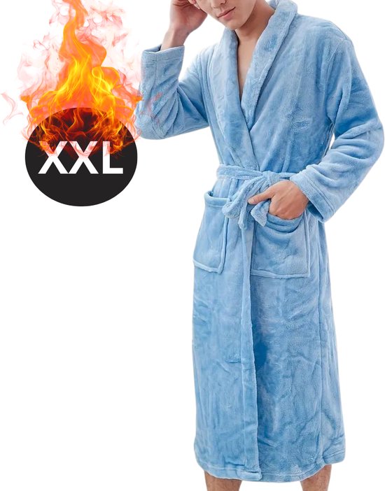 Nivard Badjas Heren - Fleece - Katoen - Badstof - Sauna - Hamam - Wafel ...