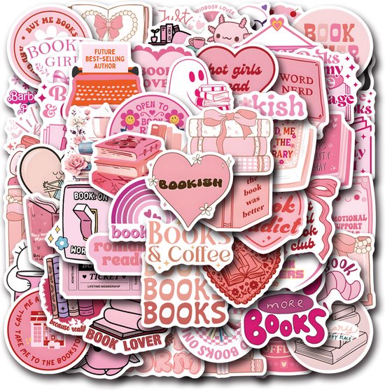 Boekenworm Stickers - 60 stickers met Boeken, Lezen, Hartjes en Engelse ...