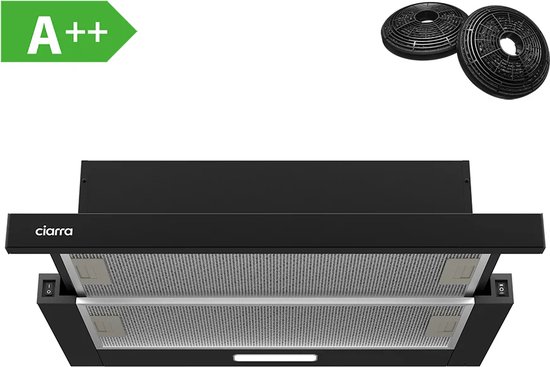 CIARRA CBCB6906D - Vlakscherm Afzuigkap - 60cm Zwart – Inclusief set koolstoffilters -... | bol