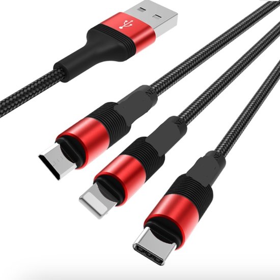 Cable 3-in-1 Lightning / Micro-USB / USB-C - 1m | bol