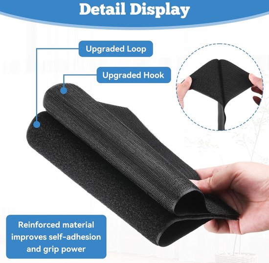 Pack of 3 Velcro Straps 20 x 30 cm - Non-Adhesive Nylon Fabric Fixer ...