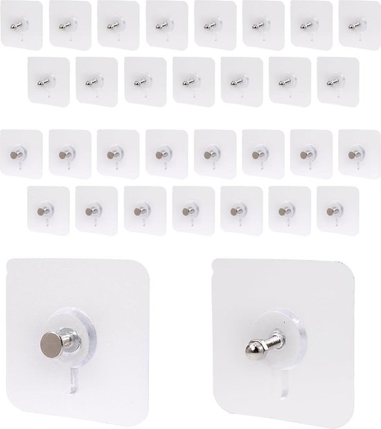 Pack of 30 Self-Adhesive Picture Frame Hooks - Heavy Duty Sticky Hooks ...