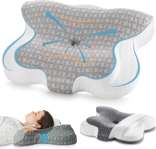 Ergonomisch verstelbaar traagschuim slaapkussen met wasbare hoes voor zij- en... | bol