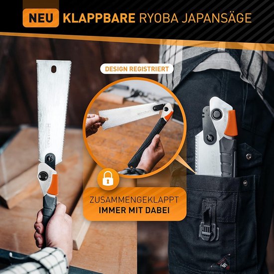 Opvouwbare Japanse zaag 240 mm SK4 koolstofstaal SUPER-GRIP handgreep ...