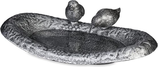 Vogelbadje gietijzer tuin balkon voederschaal waterschaal vogels zilver ...