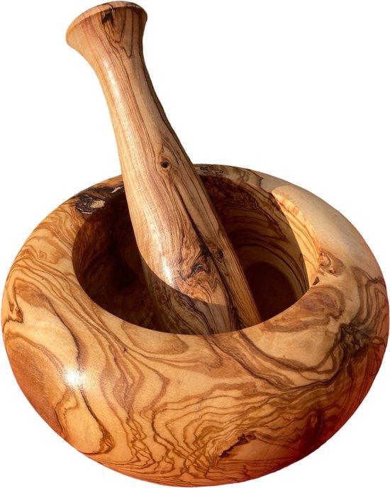 Olijfhouten vijzel en stamper Zerazi (Natuurlijk hout, ⌀ 16 cm) | bol